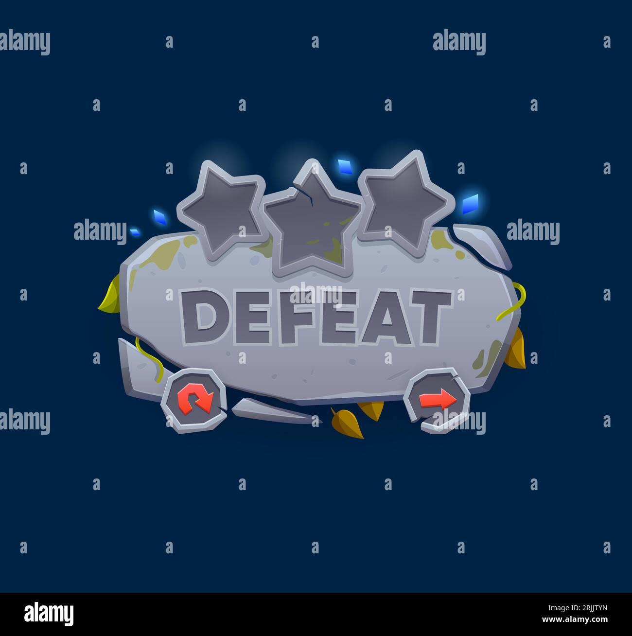 Defeat game badge or shield, ui pop up banner signifies the defeating ...