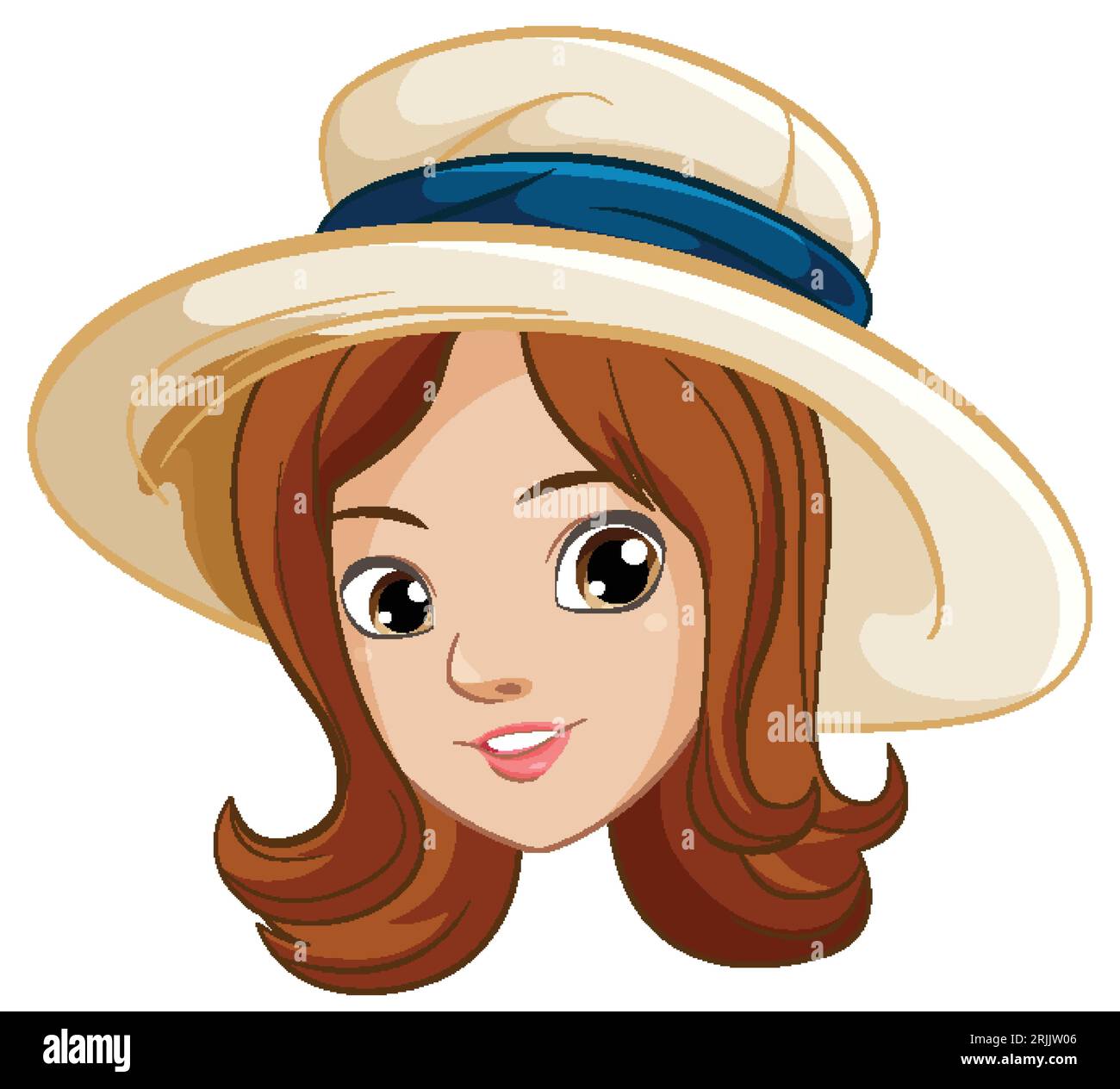 A beautiful woman wearing a vintage hat in a vector cartoon ...