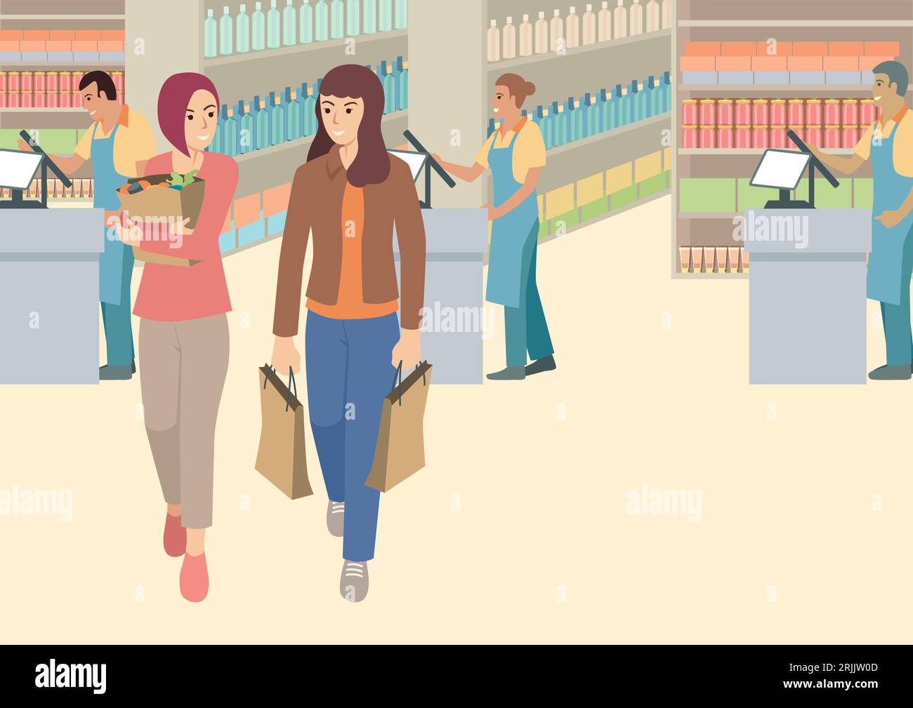 Simple flat vector illustration of two women having chit chat in the ...