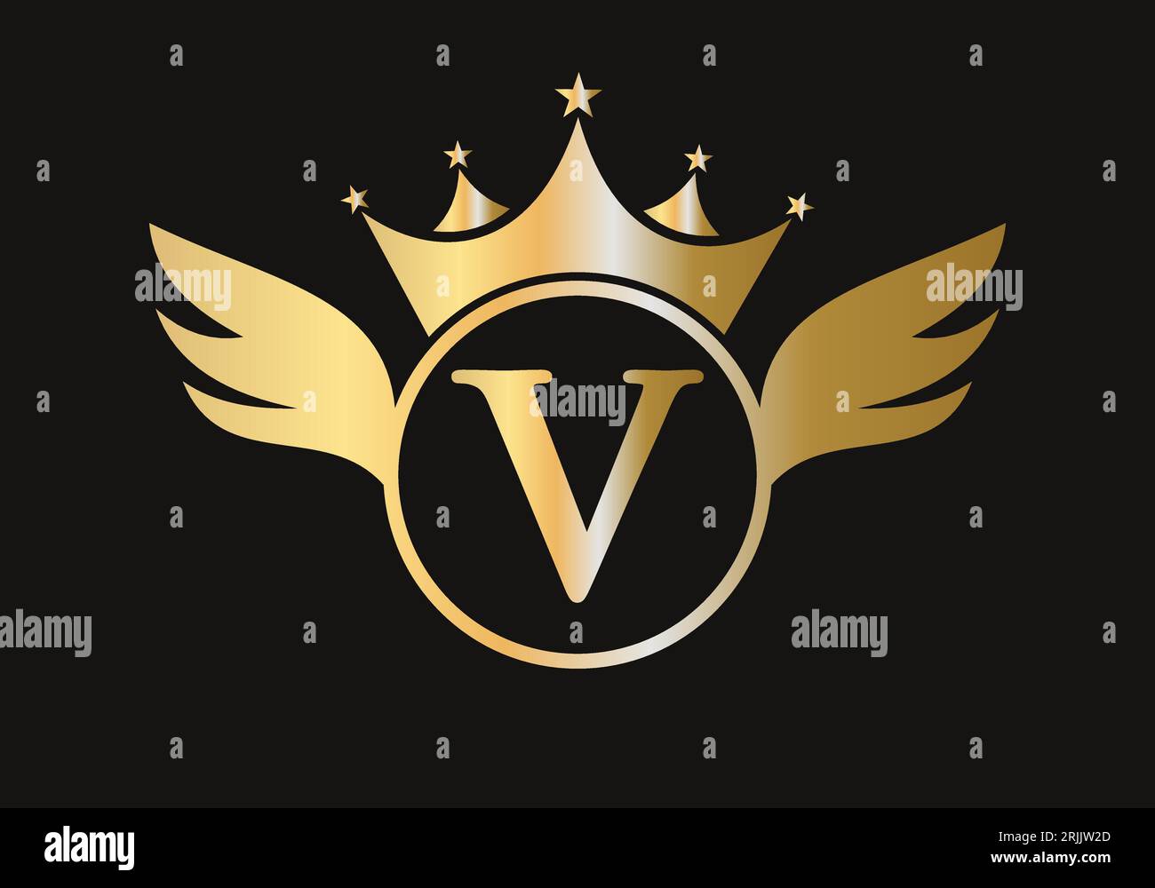 Letter V Wing Logo Concept With Crown Icon Vector Template. Wing Symbol ...