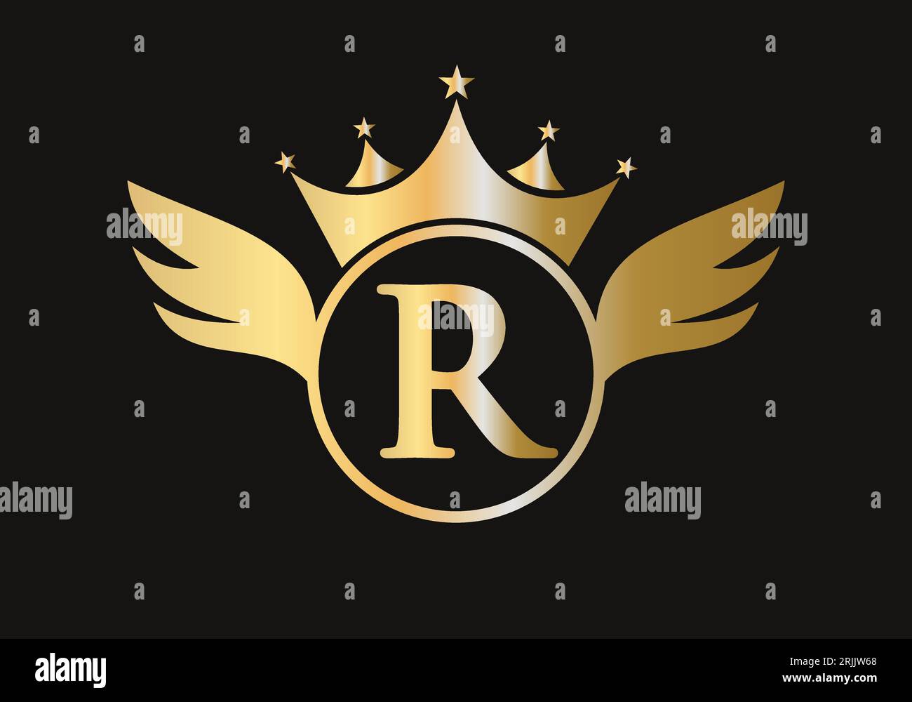 Letter R Wing Logo Concept With Crown Icon Vector Template. Wing Symbol ...