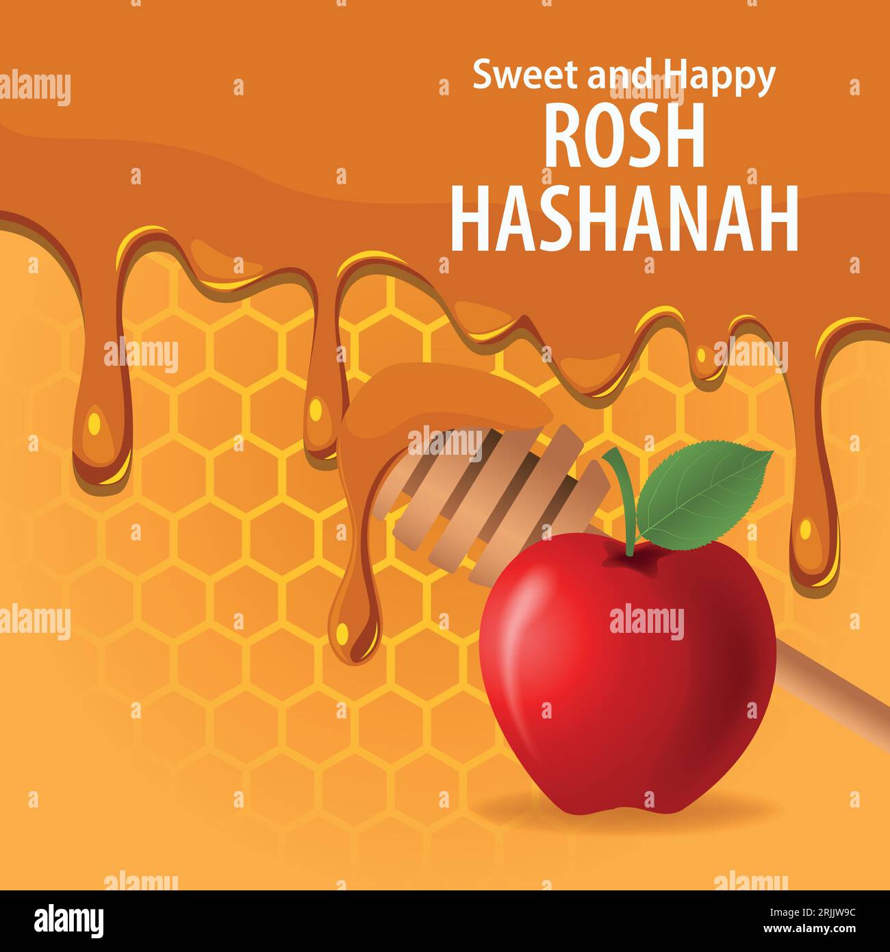 Vector illustration of melting honey and apple for Rosh Hashanah holiday Stock Vector Image ...