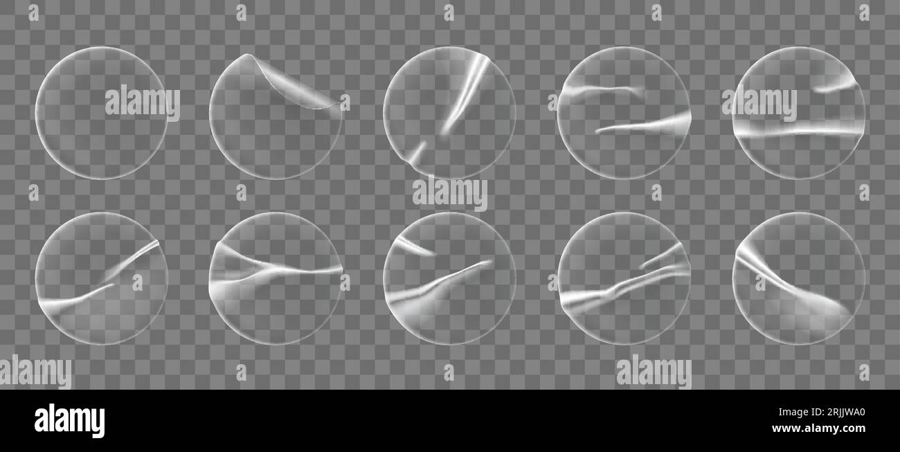 Transparent round plastic stickers, circle adhesive overlay patches ...