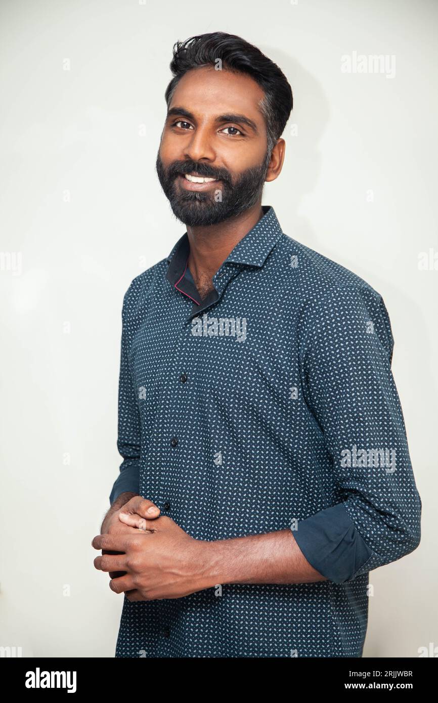 Male african east asian with beard portrait head shot Stock Photo - Alamy