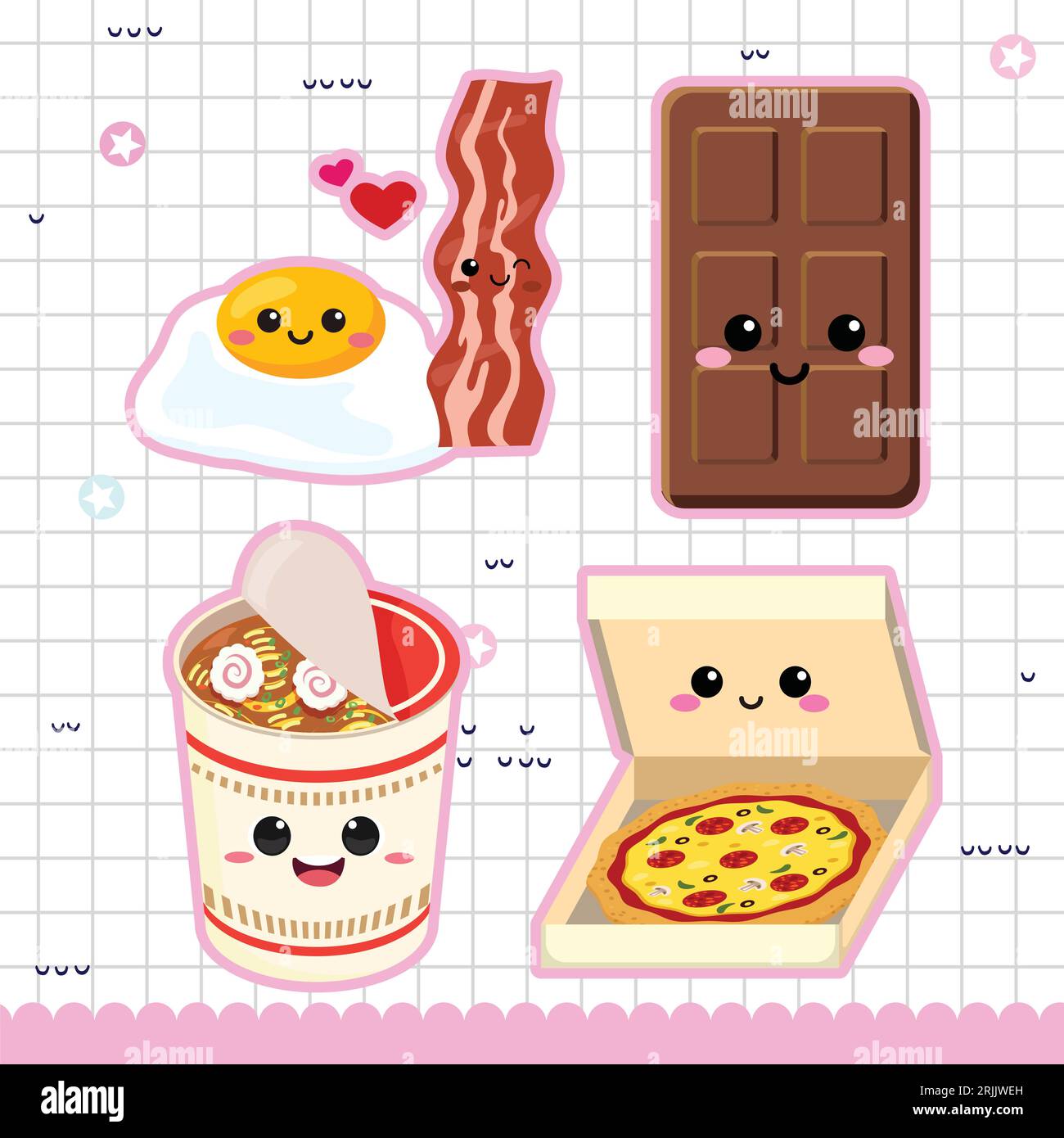 Set of cute fast food isolated on a white background Stock Vector Image ...