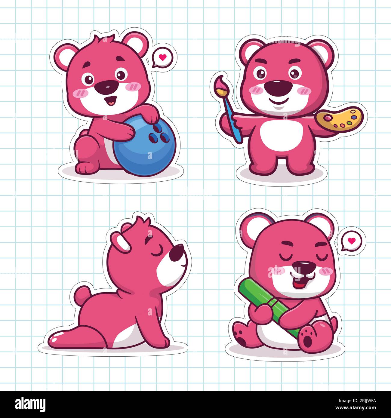 Pink Bears Logo Little Bear Lettering Cute Bear Logo Vector Hand Drawn