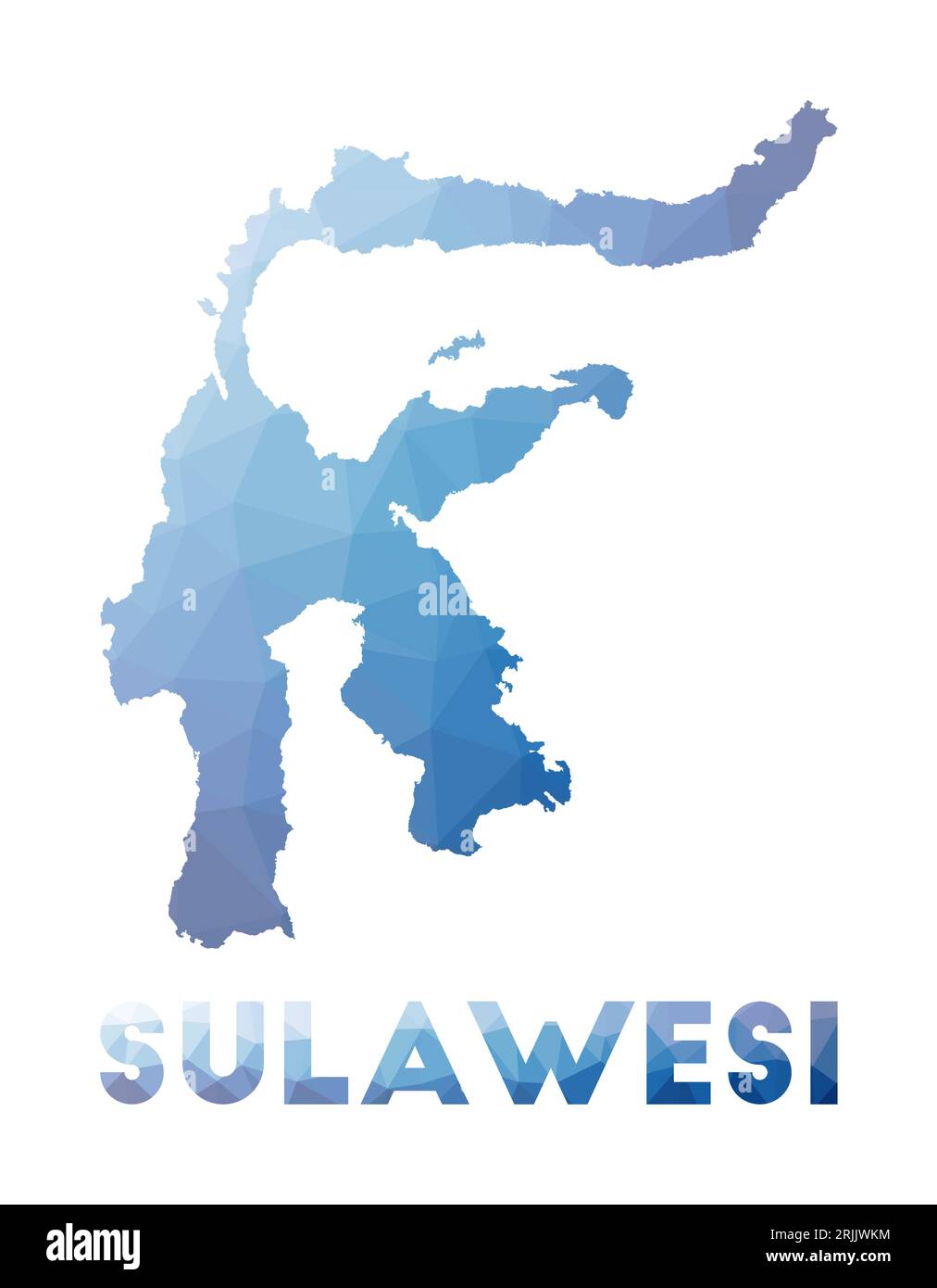 Low poly map of Sulawesi. Geometric illustration of the island ...