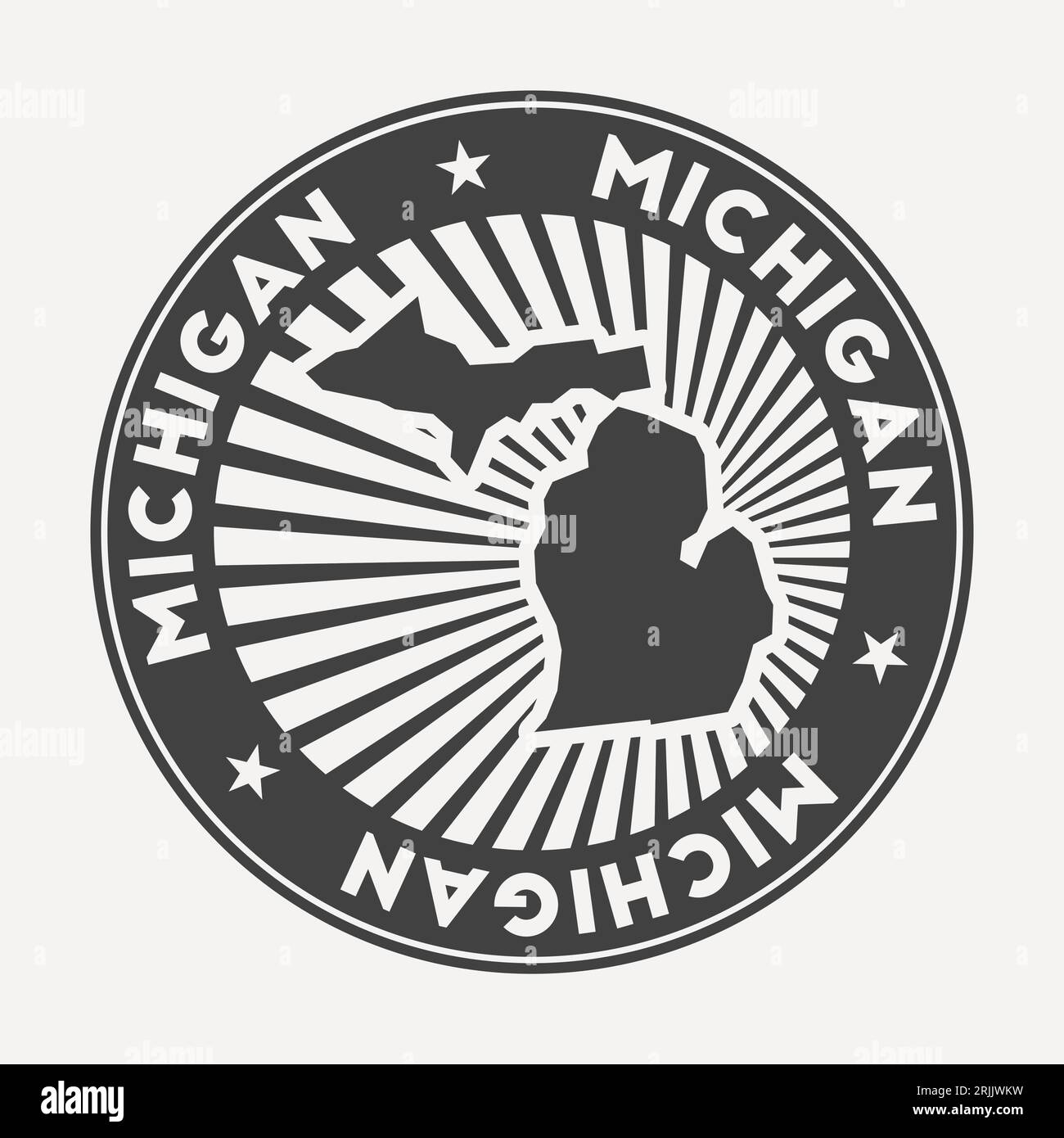 Michigan round logo. Vintage travel badge with the circular name and ...