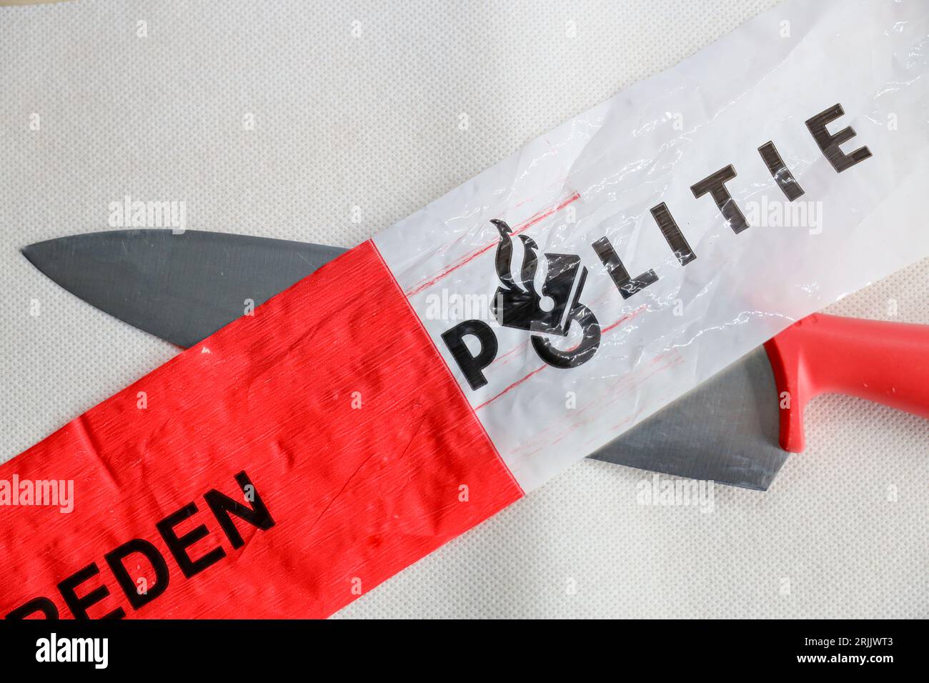 Knive from gangmember with police (politie in dutch) at crime scene in ...