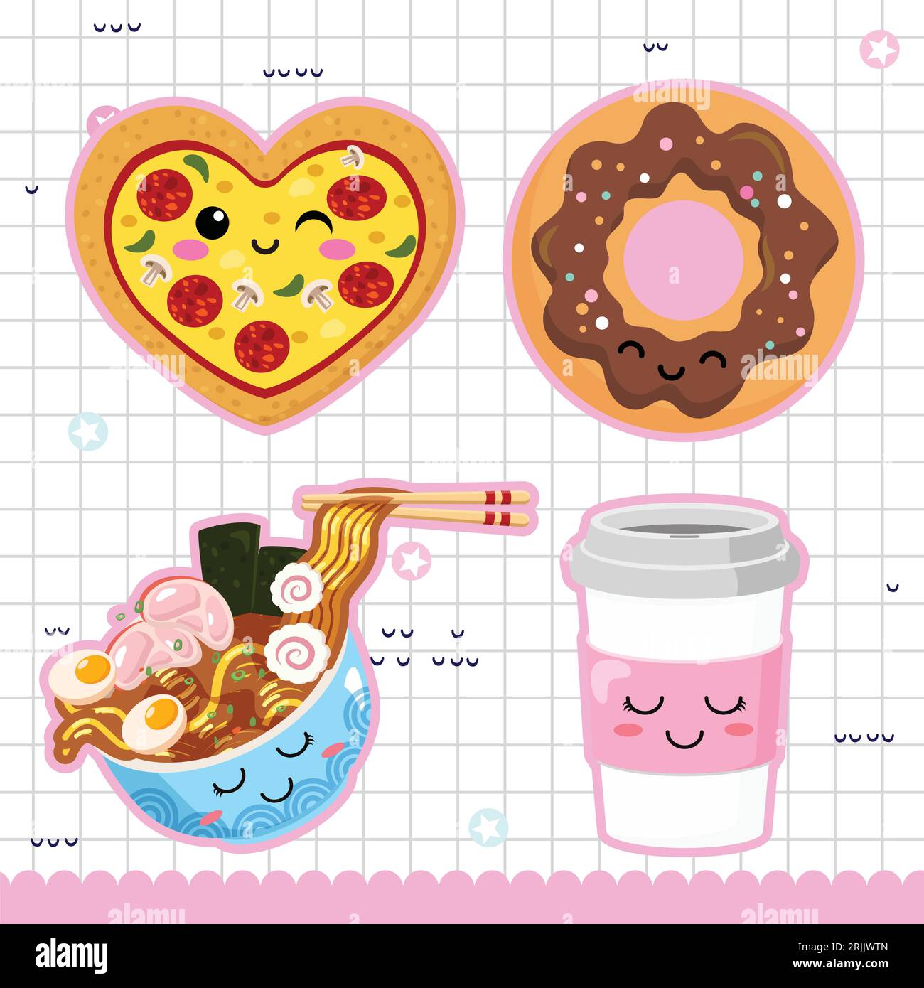 Set of cute fast food isolated on a white background Stock Vector Image ...