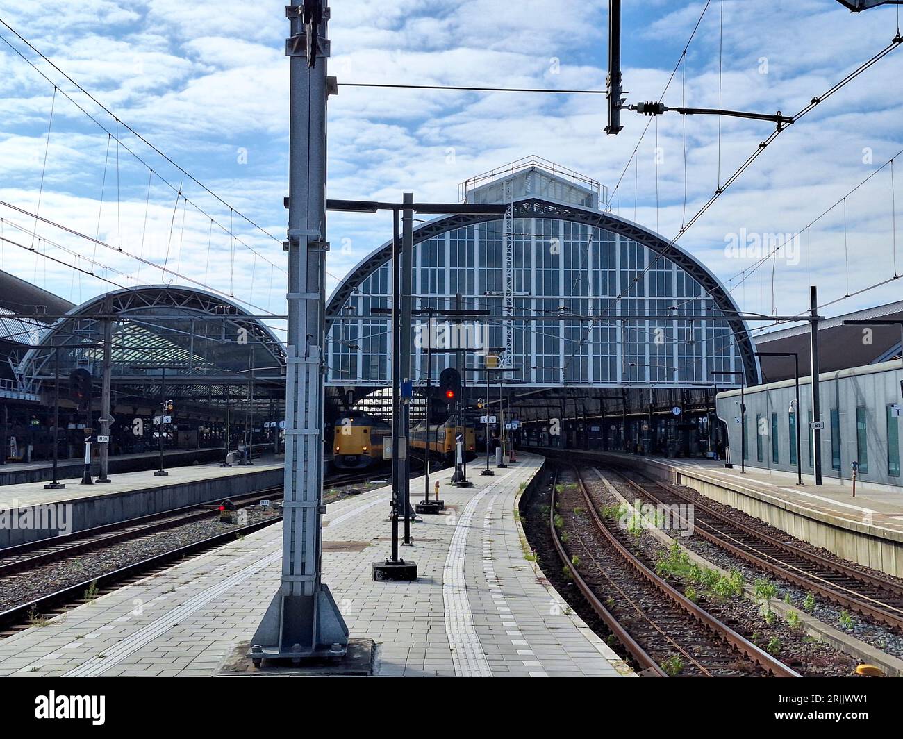 ICM intercity trains are waiting along platform at Amsterdam Central ...