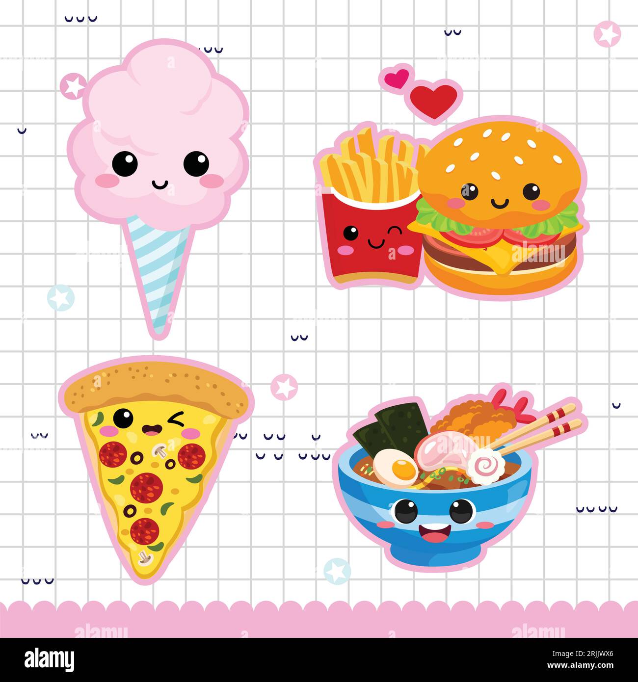 Set of cute fast food isolated on a white background Stock Vector Image ...