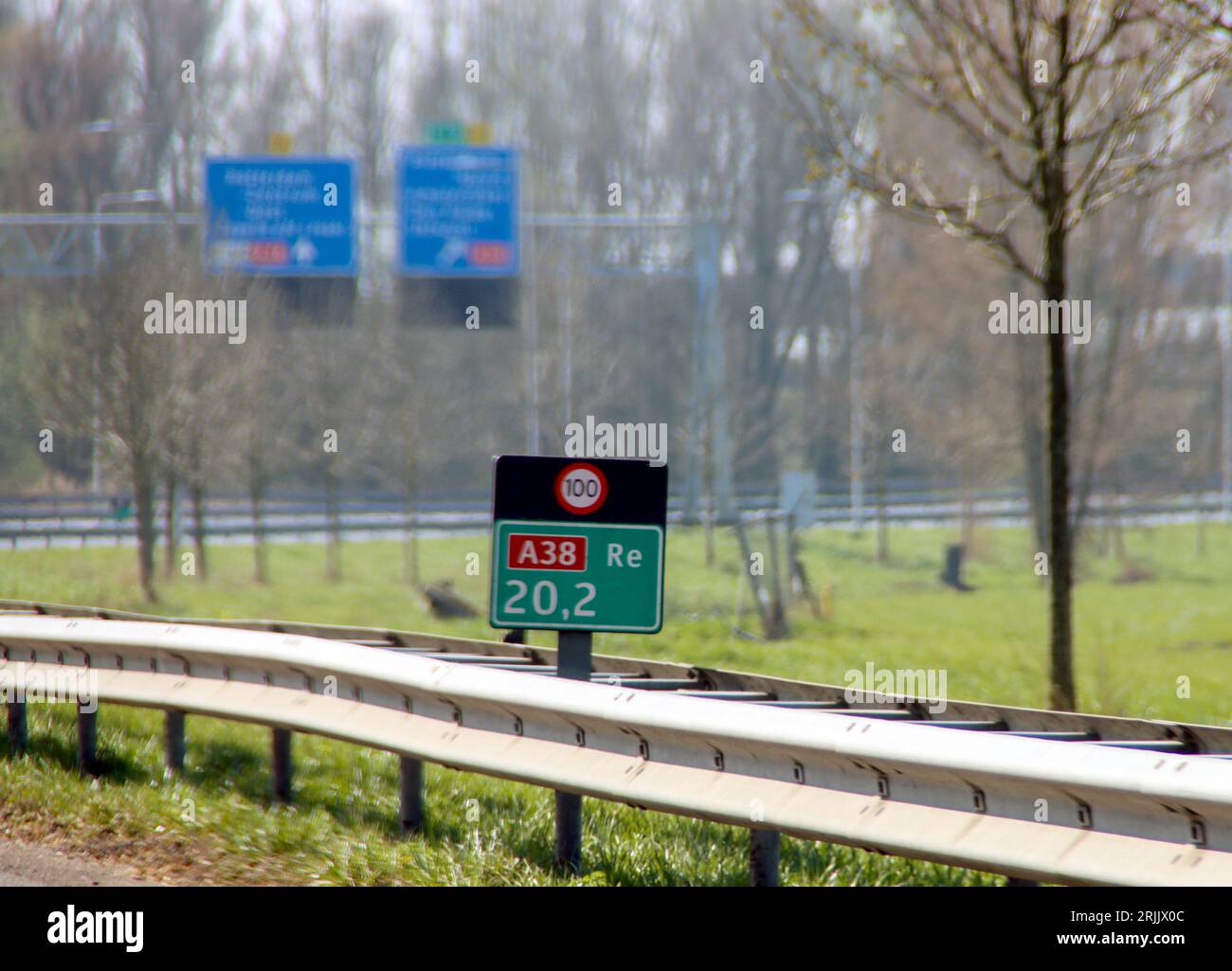 Distance sign of the shortest motorway in the netherlands : A38 between ...