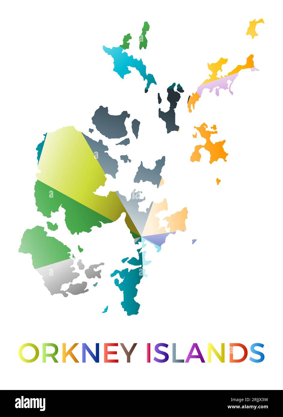 Bright colored Orkney Islands shape. Multicolor geometric style island ...