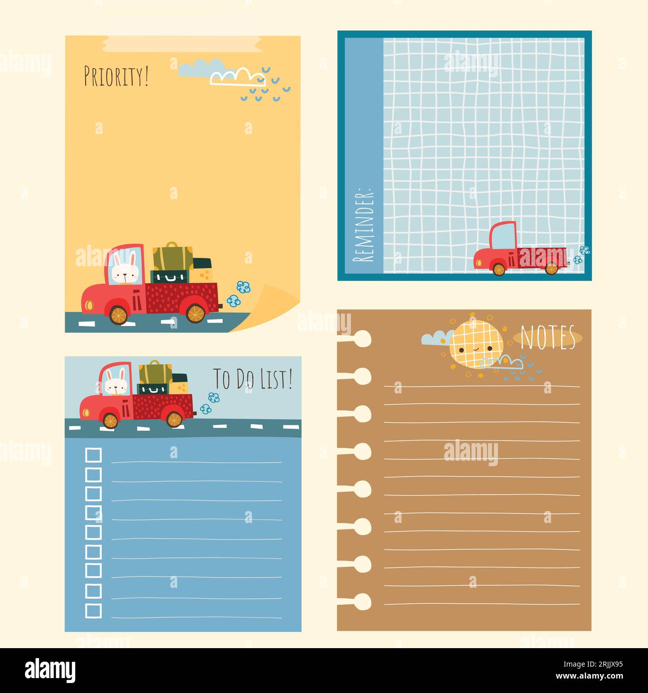 Vector set of school notebooks with transport vector illustration in hi ...