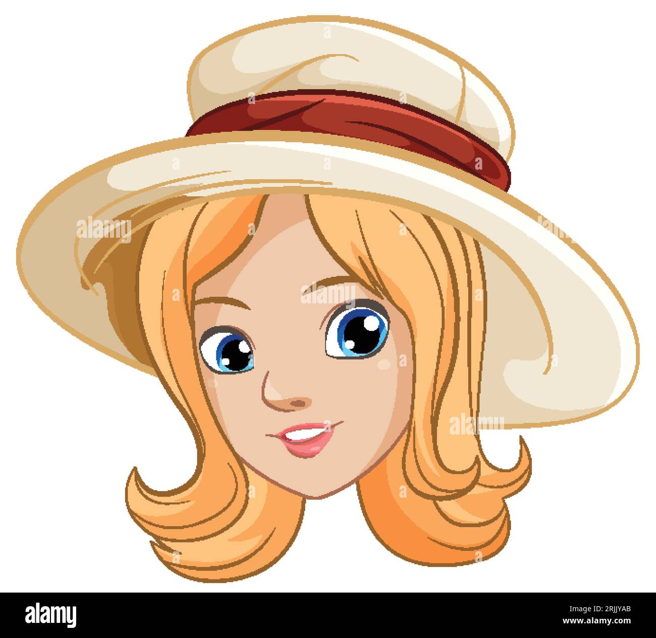 A beautiful woman wearing a vintage hat in a vector cartoon ...