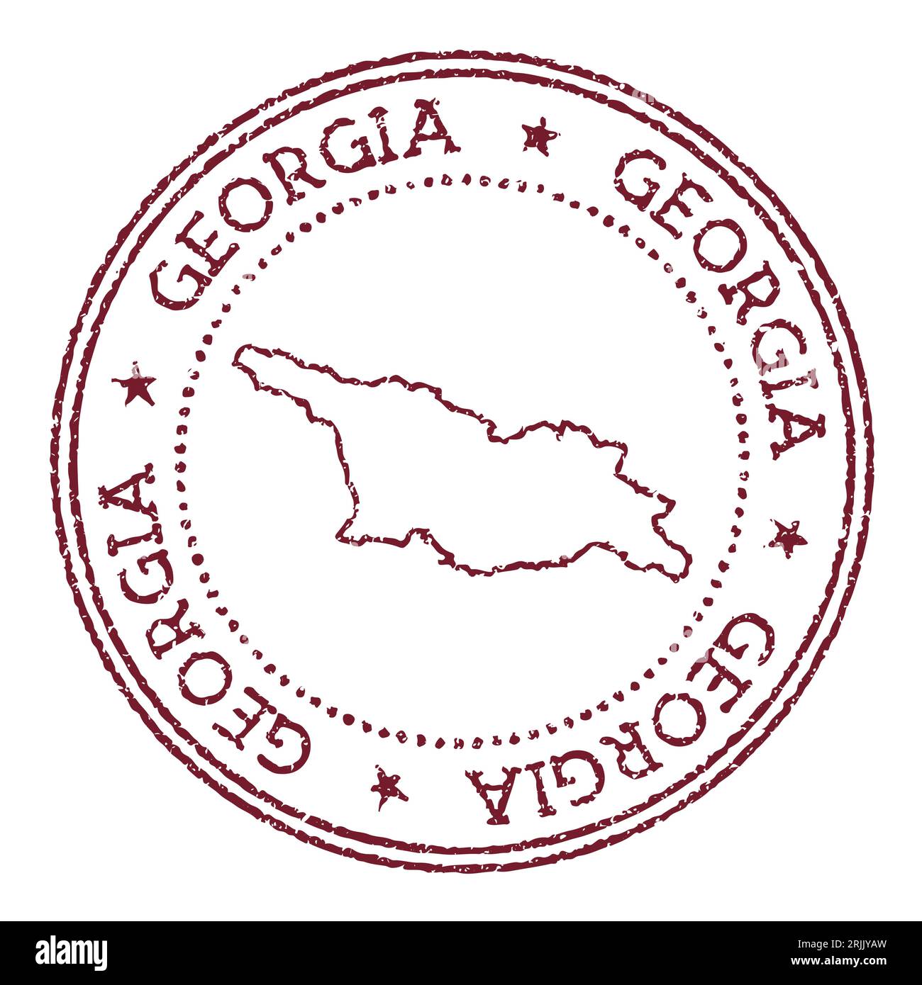 Georgia round rubber stamp with country map. Vintage red passport stamp ...