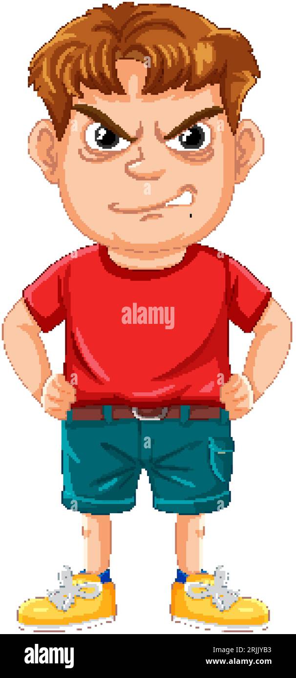 An illustration of an angry boy cartoon character in a vector style ...