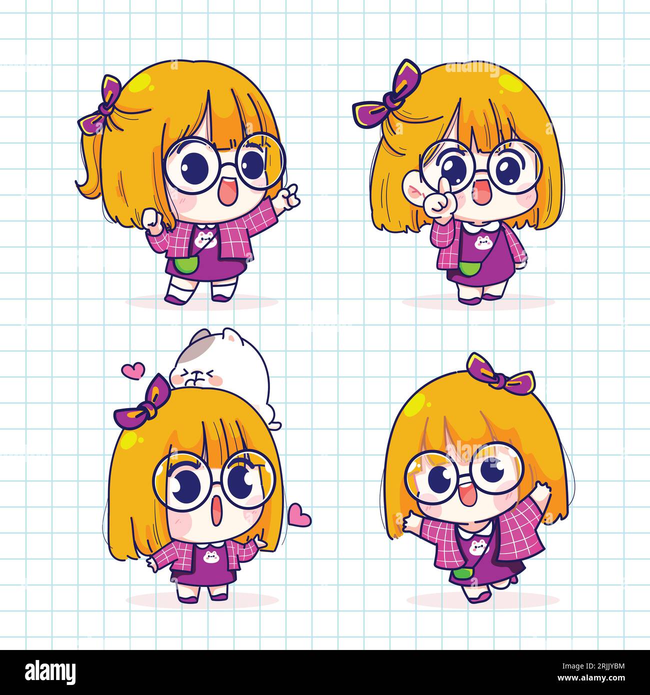 Cute little girls cartoon character vector illustration of cute little ...