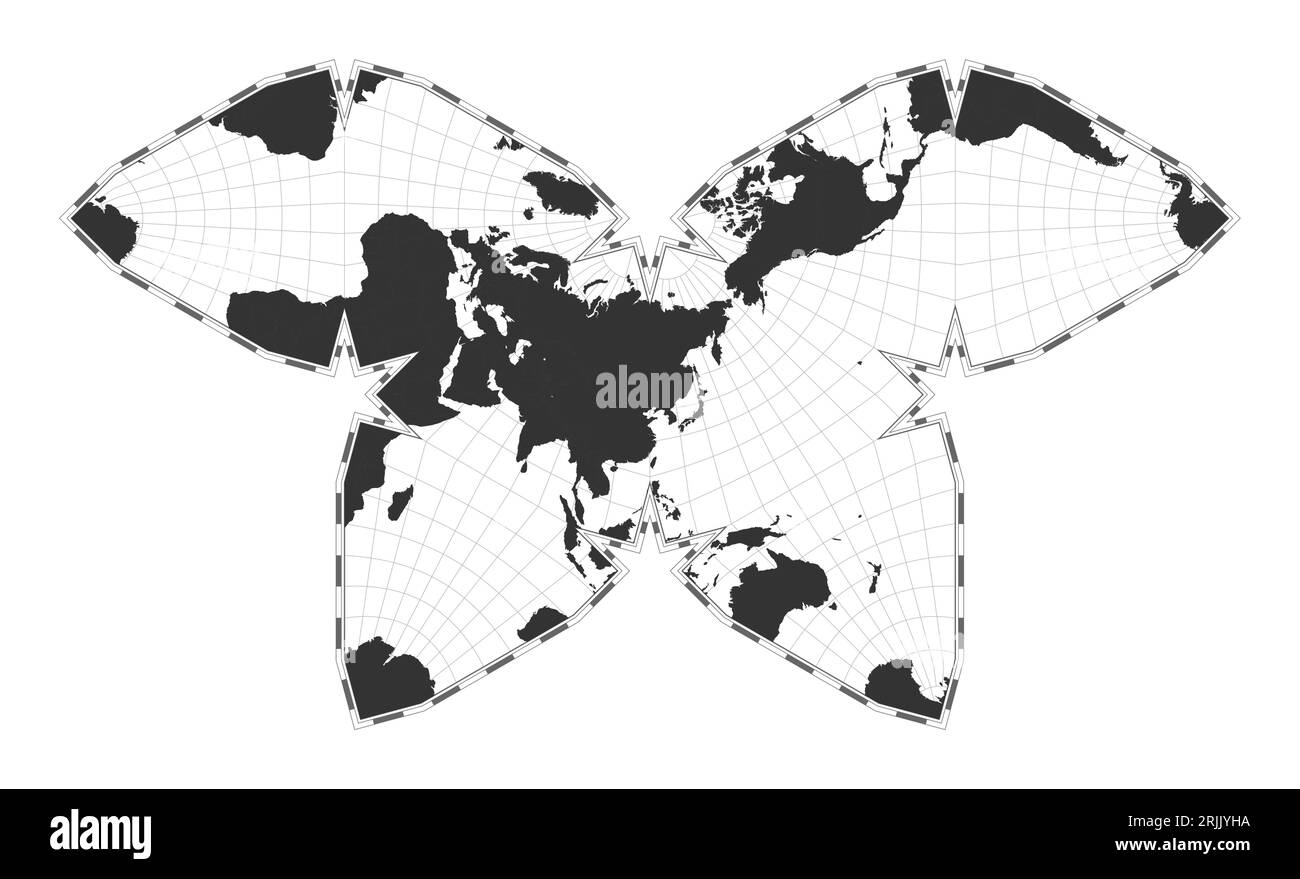 Vector world map. Steve Waterman's butterfly projection. Plain world ...