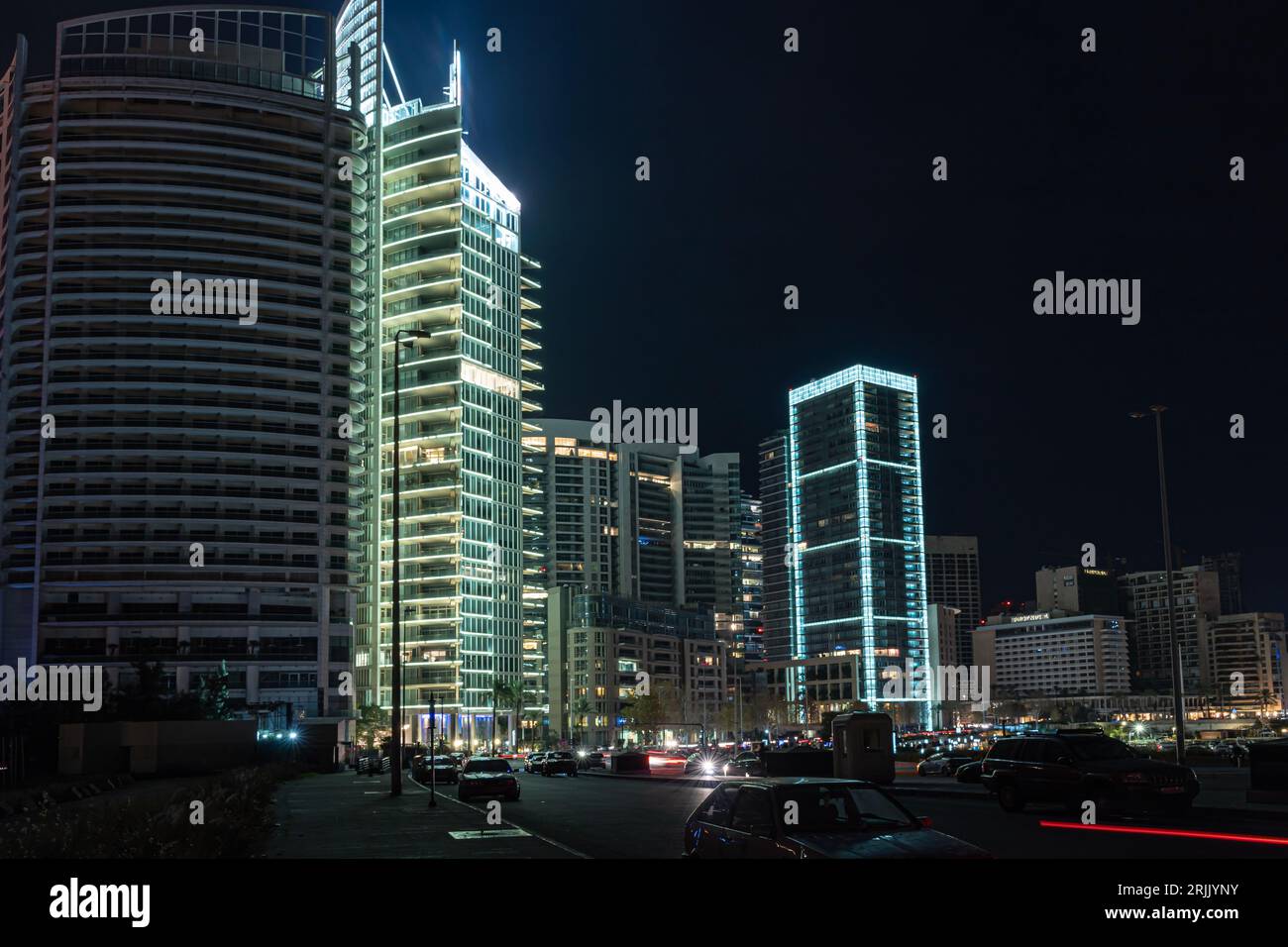 Zaitunay Bay by night, Beirut, Lebanon Stock Photo - Alamy
