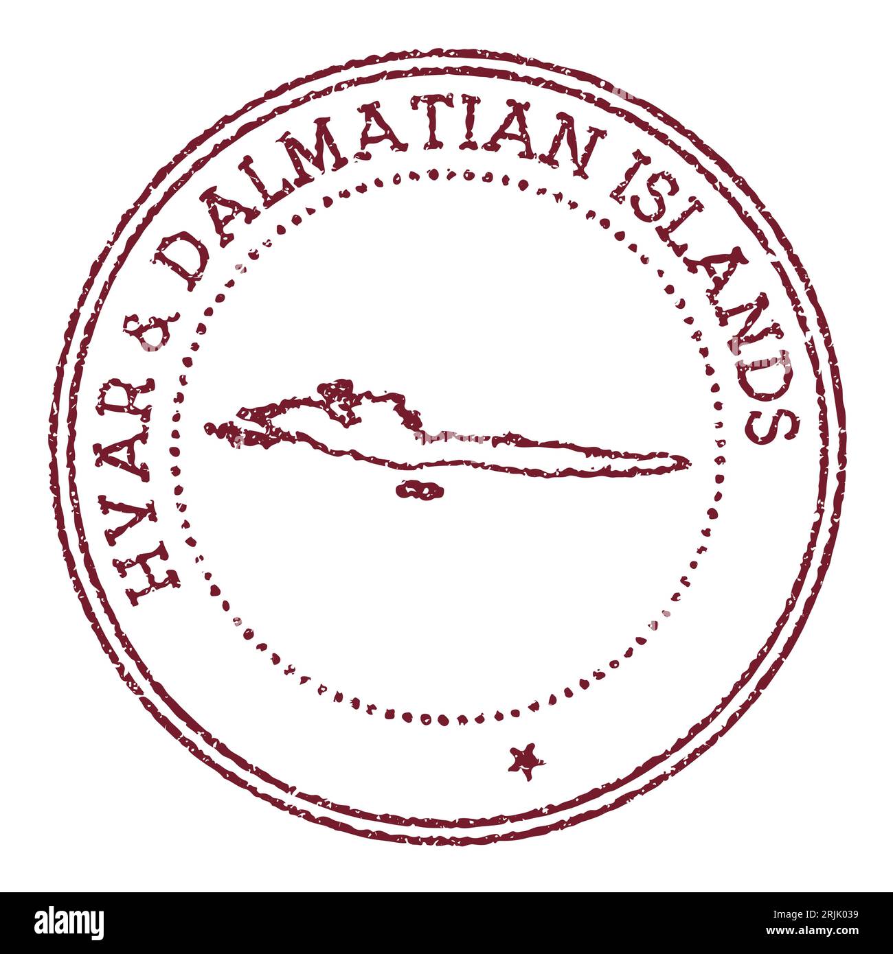 Hvar & Dalmatian Islands round rubber stamp with island map. Vintage ...