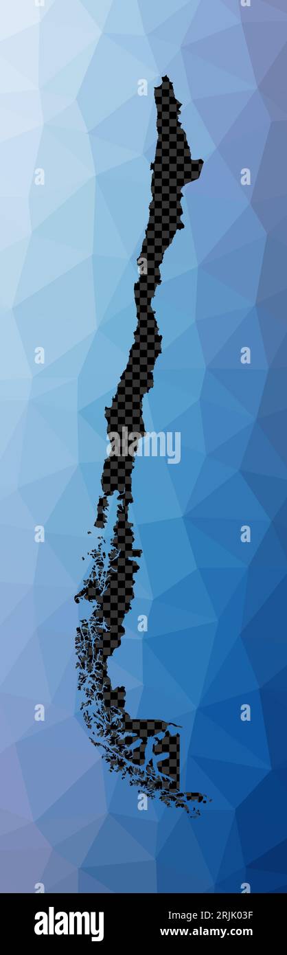 Chile geometric map. Stencil shape of Chile in low poly style. Elegant ...