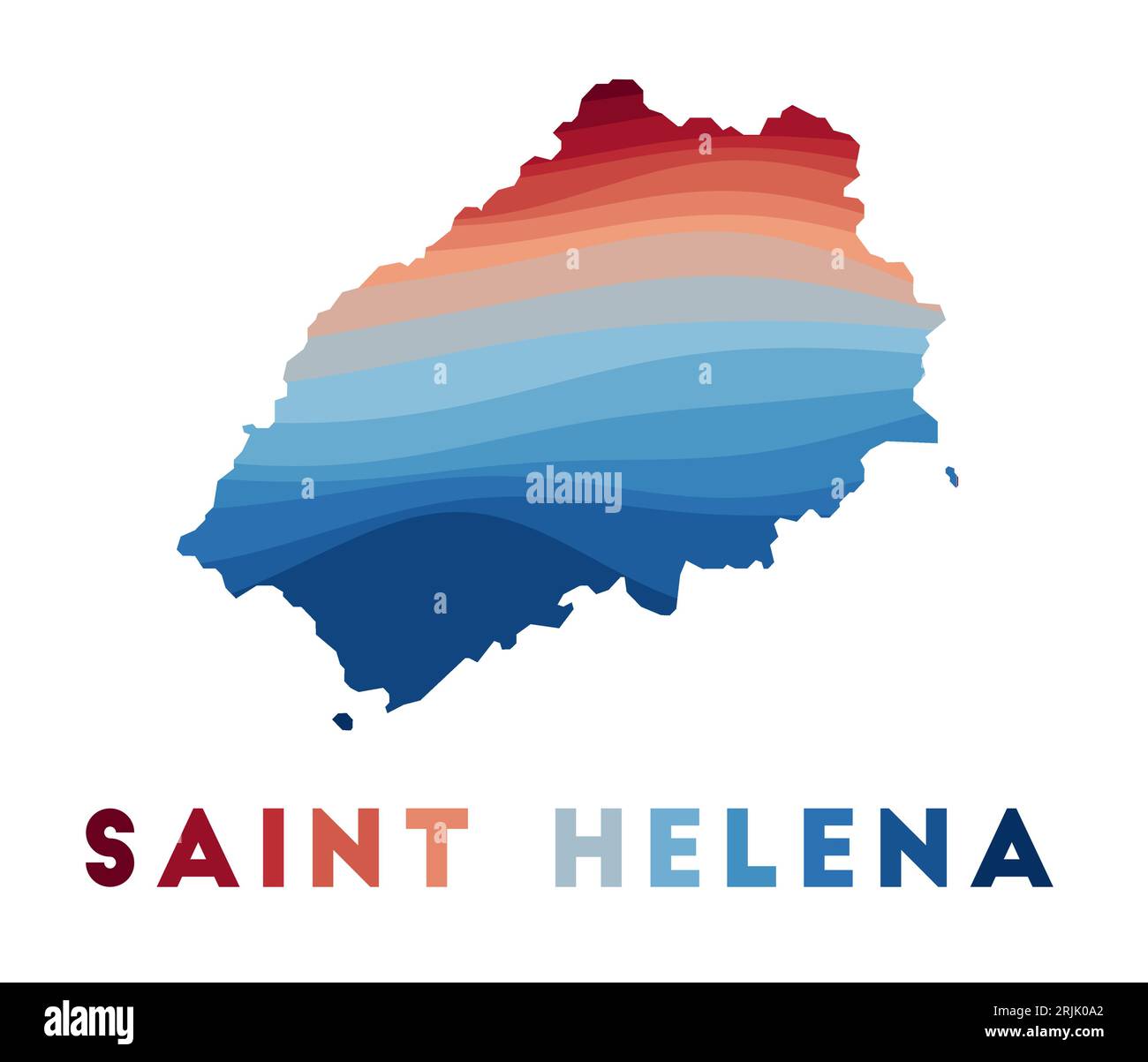 Saint Helena map. Map of the island with beautiful geometric waves in ...