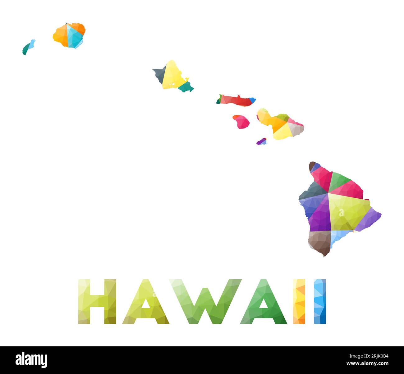 Hawaii - colorful low poly island shape. Multicolor geometric triangles ...