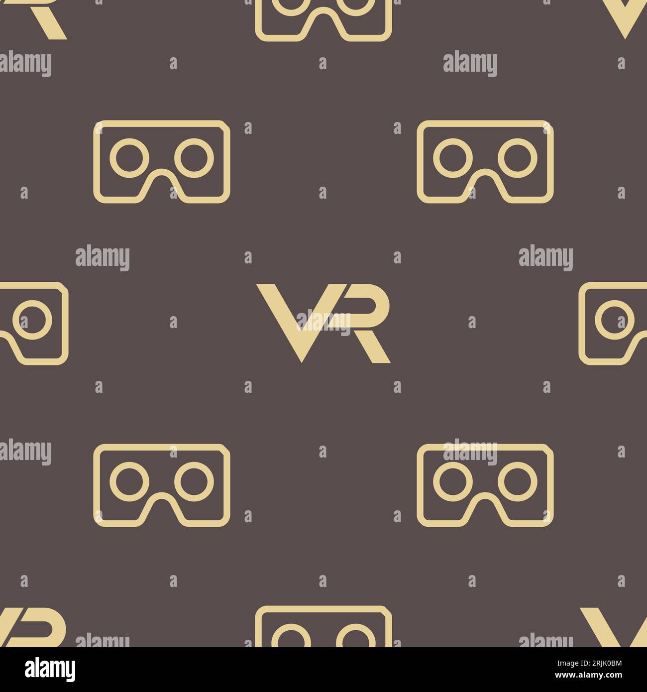 Seamless vector brown and golden pattern with VR logos. Virtual reality ...