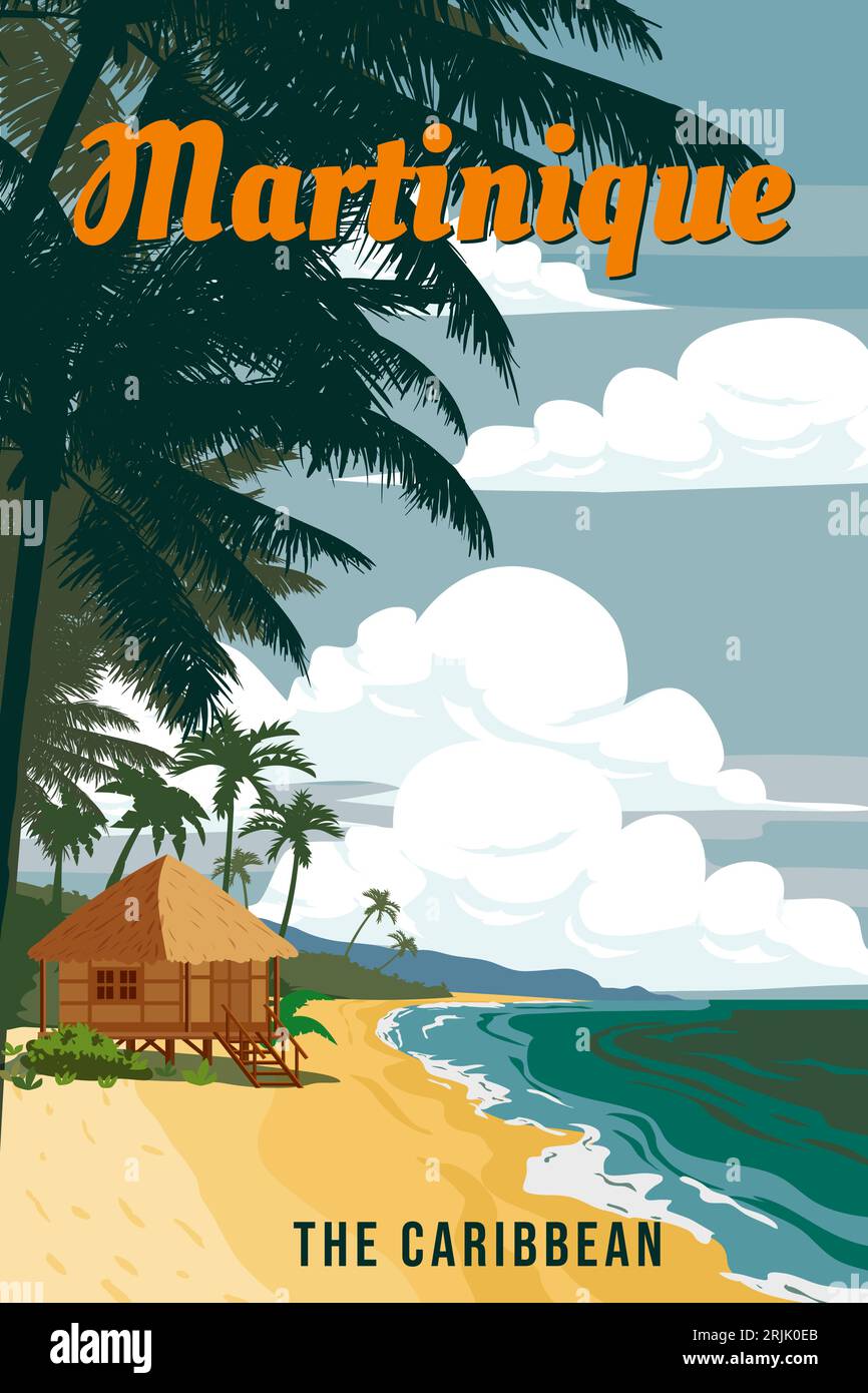 Vintage Travel poster Martinique tropical island resort Stock Vector ...