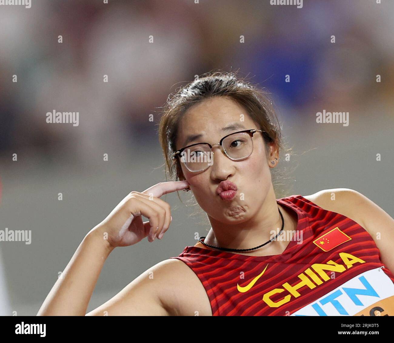 Budapest, Hungary. 22nd Aug, 2023. Feng Bin of China reacts during the ...