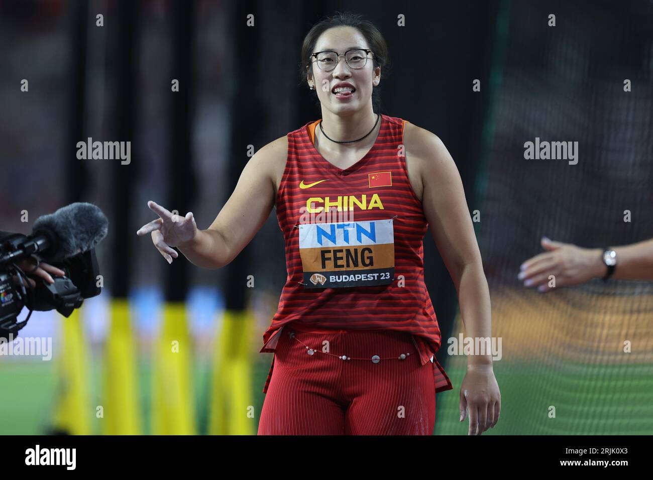 Budapest, Hungary. 22nd Aug, 2023. Feng Bin of China reacts during the ...