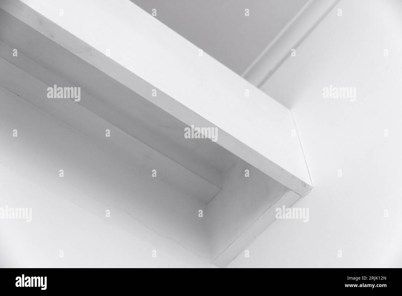 White interior details. Walls, ceiling and cornice niche. Abstract ...