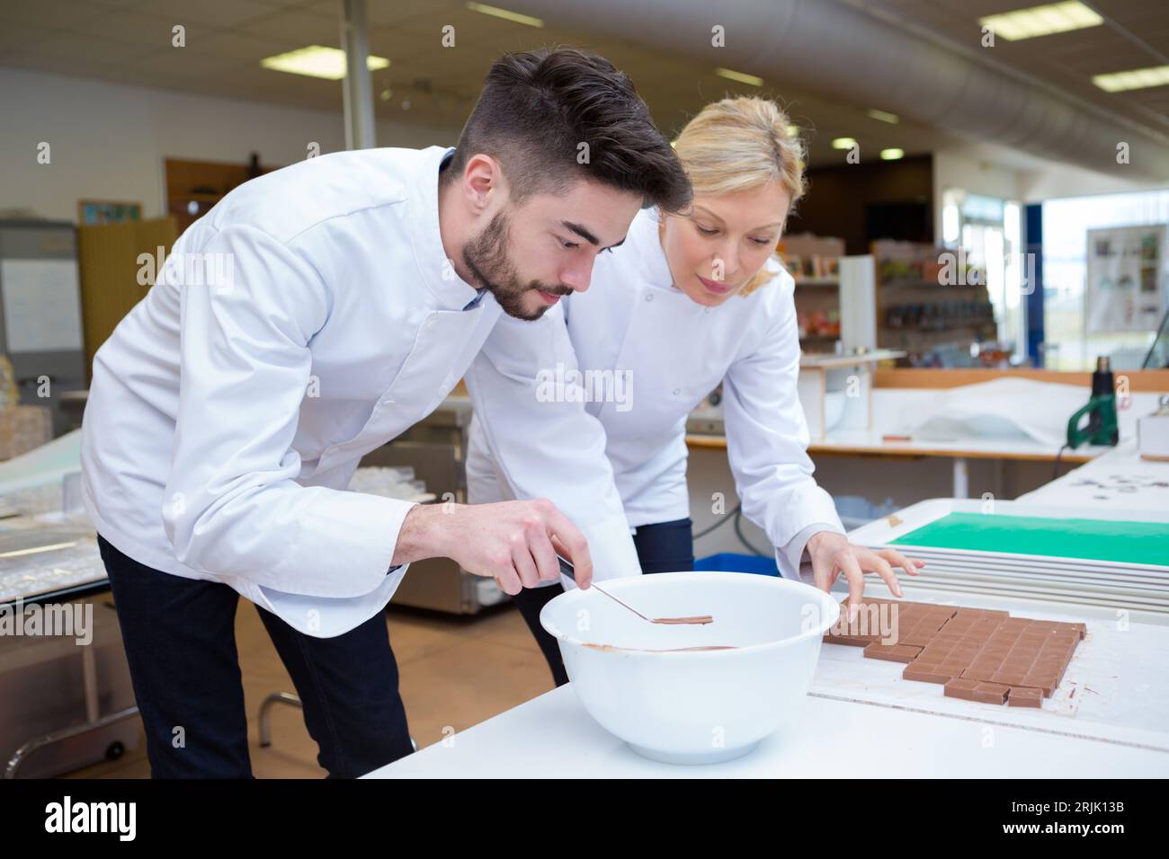 two chefs making chocolate box Stock Photo - Alamy