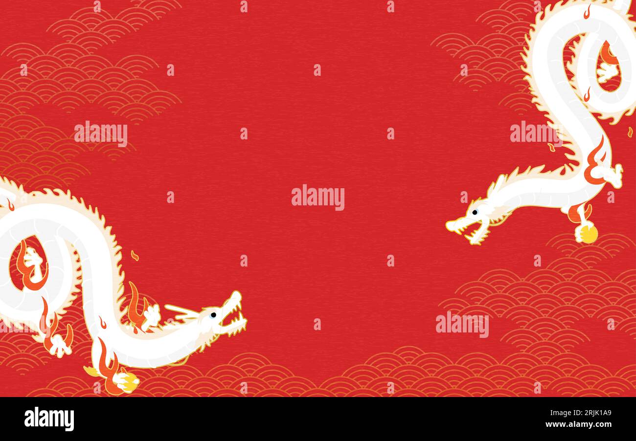 The ascending and descending dragons and Japanese Pattern Background ...