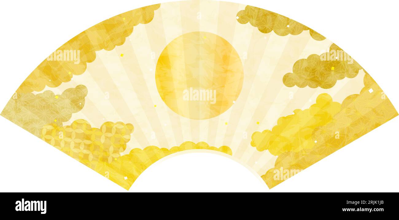 Gold Hinomaru Fan Frame, Japanese Pattern Sea of Clouds Backgrounds Web graphics, Vector ...