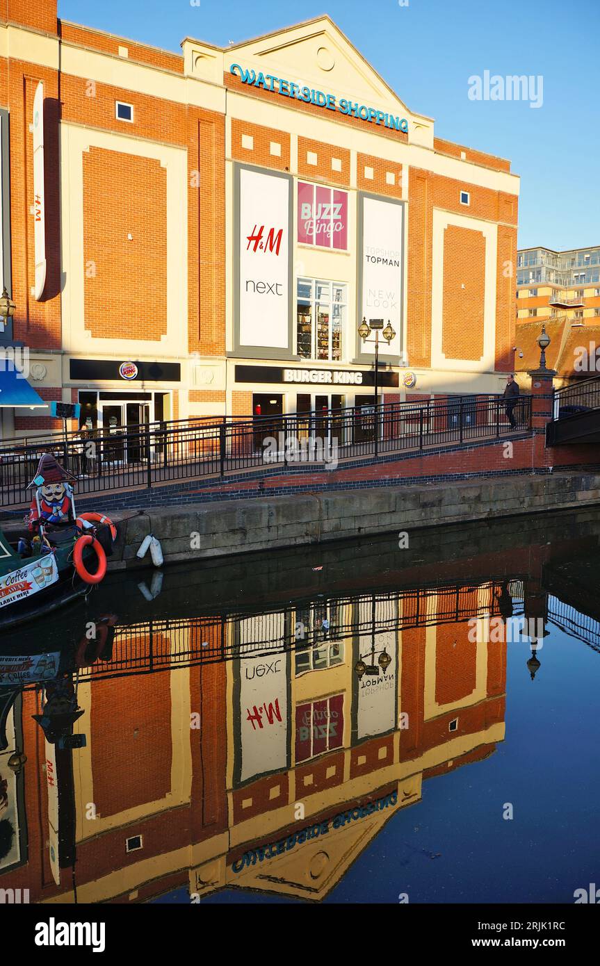 Waterside Shopping center on the River Witham in the city centre ...