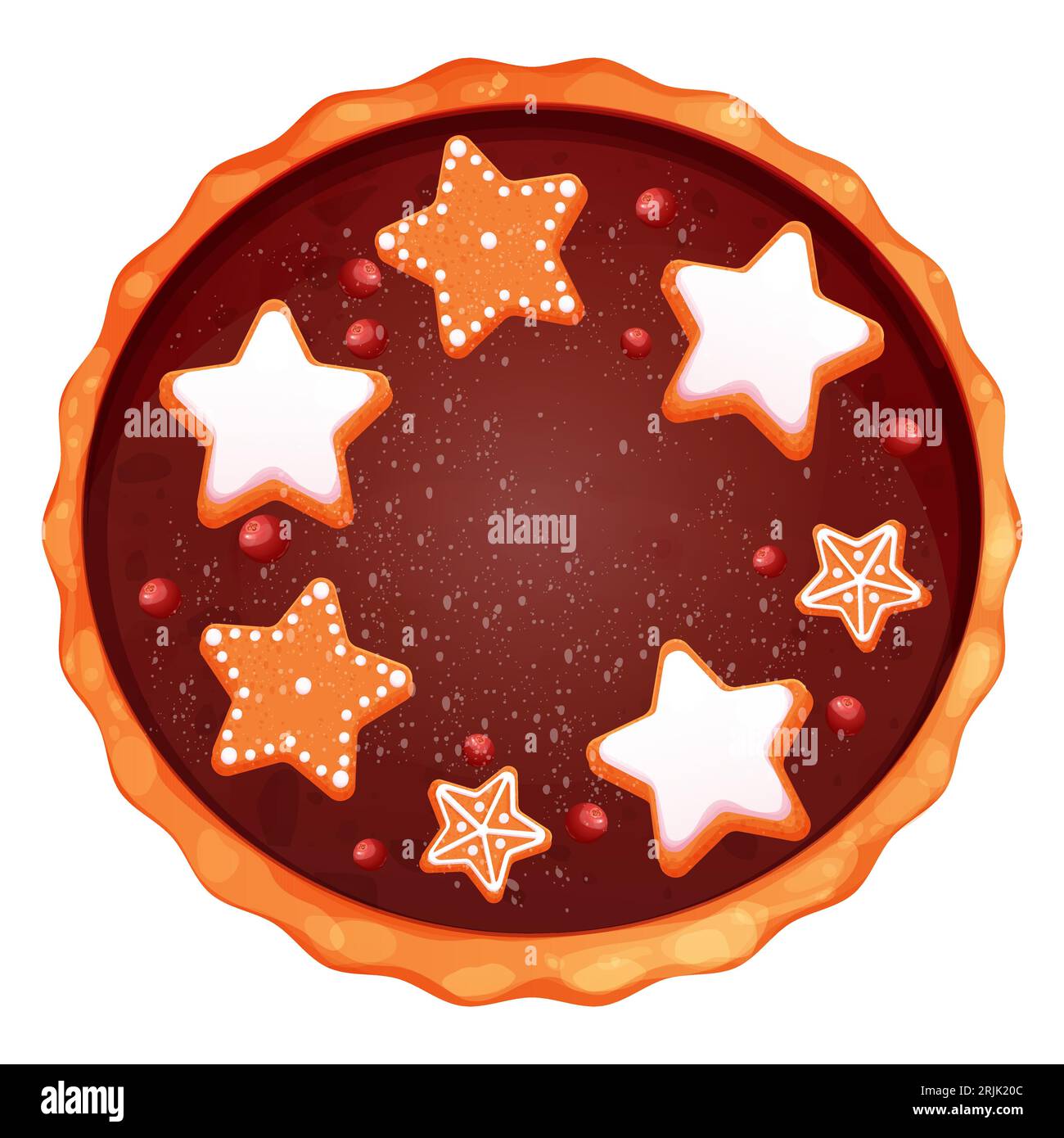 Christmas chocolate cake, pie with cranberries, star shape gingerbread ...