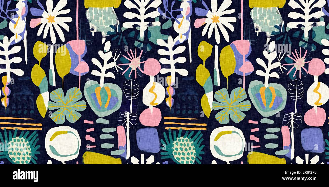 Modern naive collage paper cut out shapes border with fabric effect ...