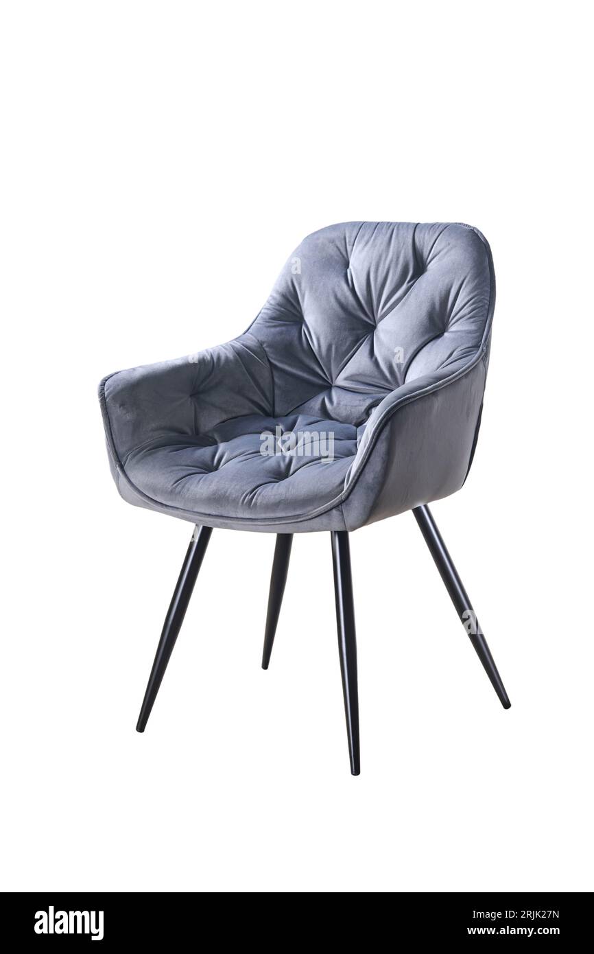 Soft comfortable grey modern chair, isolated on white background Stock ...