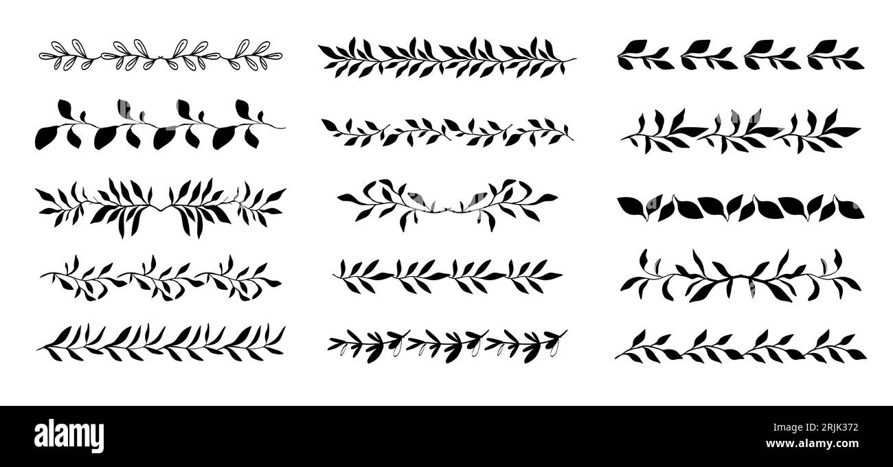 Floral dividers set Hand drawn leaf borders decor Stock Vector Image ...