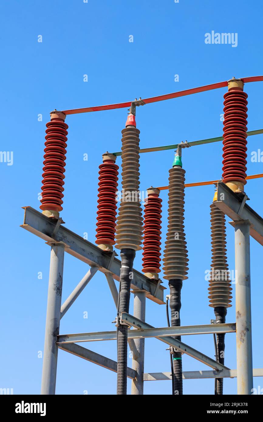 Insulator porcelain insulator in Substation Stock Photo - Alamy