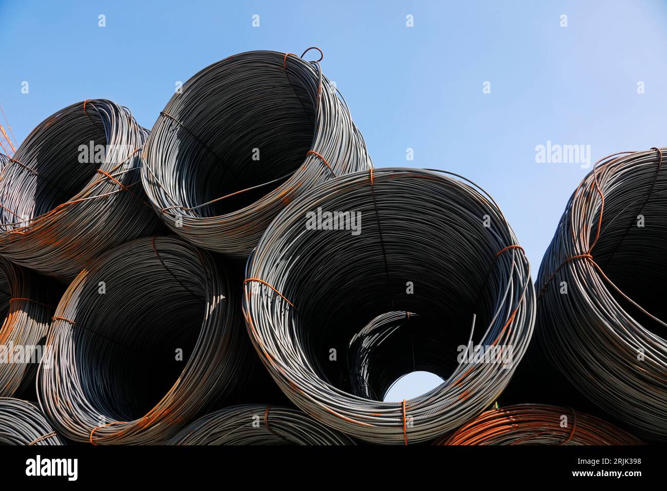 raw material for reinforcing steel bar on the construction site Stock ...