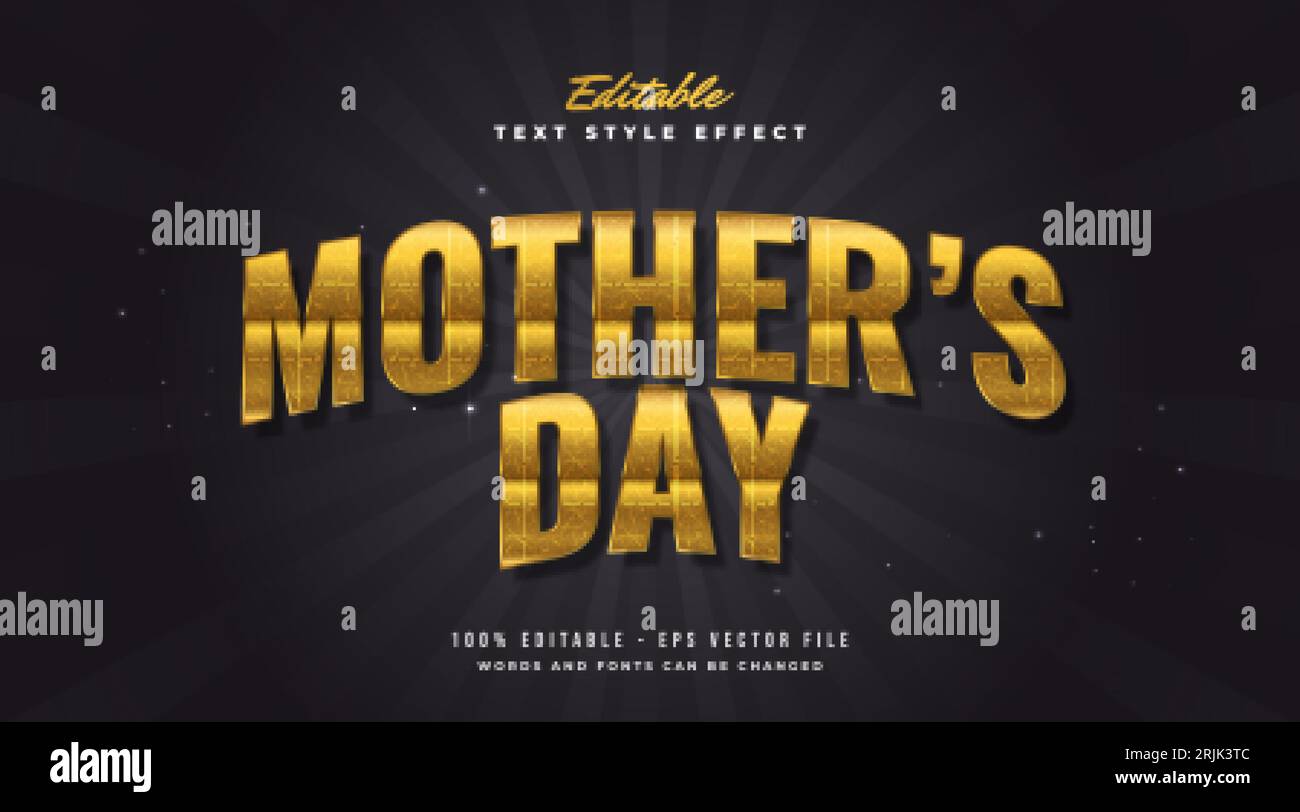 Mother's Day Text in Luxurious Gold Style with Curved and Textures ...