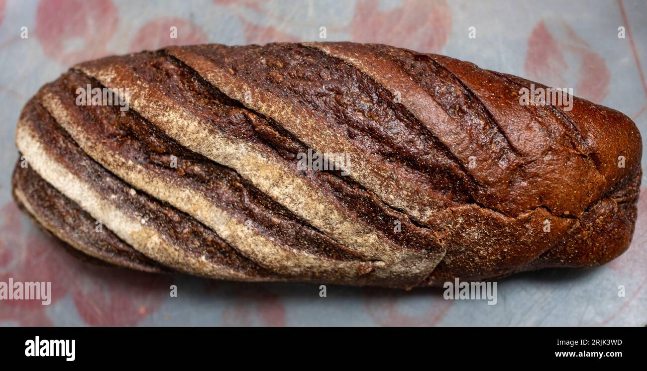 Sliced loaf of rye bread. Shooting from above in daylight Stock Photo ...