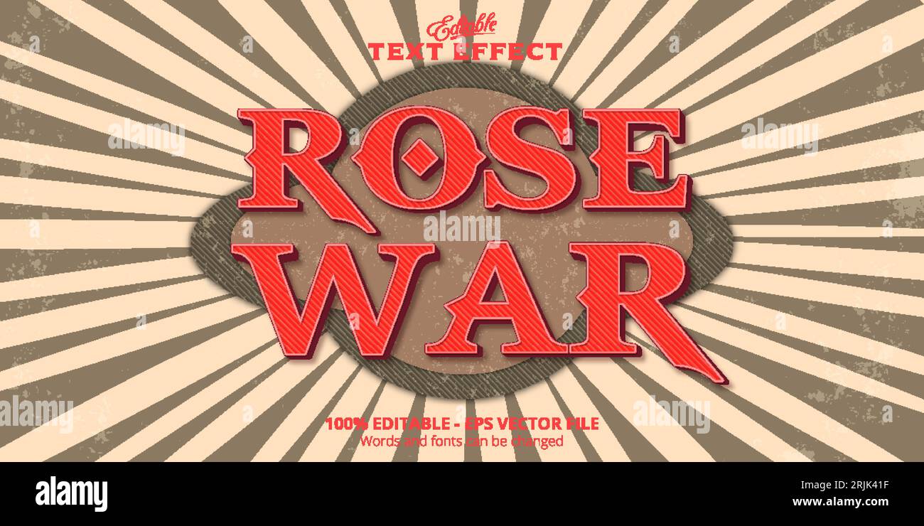 Rose War text, Vintage style, editable text effect Stock Vector Image ...