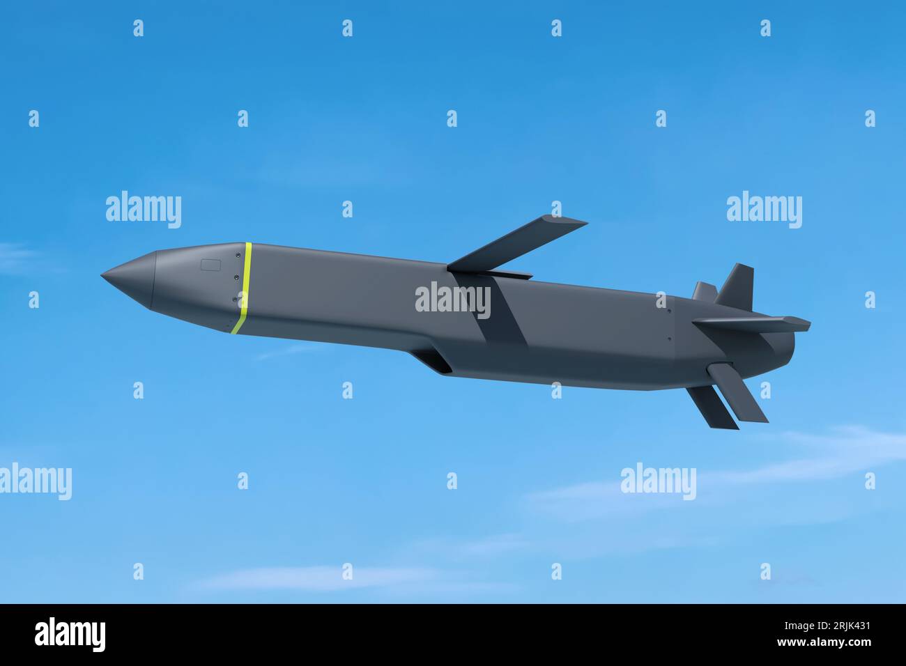Storm Shadow cruise missile flies in the sky - 3d rendering Stock Photo ...