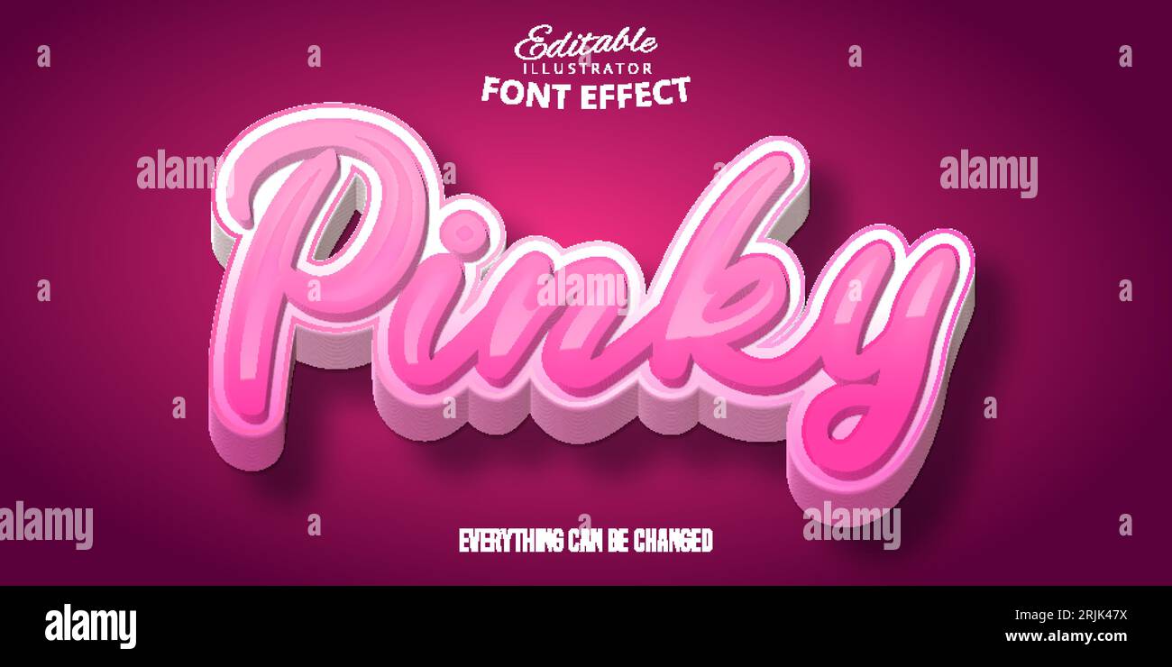Pinky text, 3d editable font effect Stock Vector Image & Art - Alamy