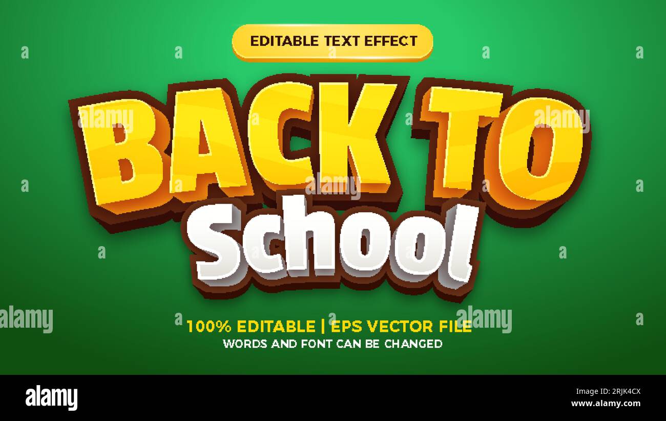 back to school editable text effect for cartoon comic game title style ...